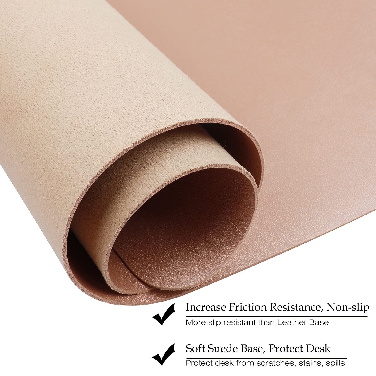 Boutilon Leather Desk Pad 30" x14",Non-Slip Mouse Pad,Office Desk Mat,Waterprooft PU Leather Desk Blotter,Desk Pad Protector,Desk Writing Pad for Home Office Decor (M-Champagne)