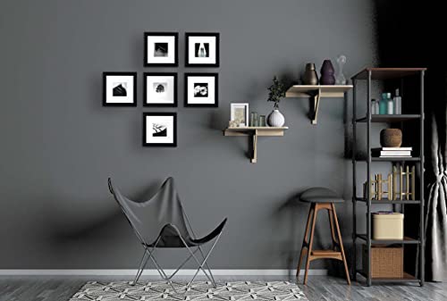 Scholartree Black 8x8 Picture Frames Set of 6, Display 8x8 without Mat or 4x4 with Mat,Wall Gallery Photo Frames