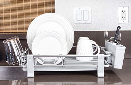 Real Home Innovations Designer Series Milan Single Tier Dish Rack, Extra Large, Satin Aluminum Gray