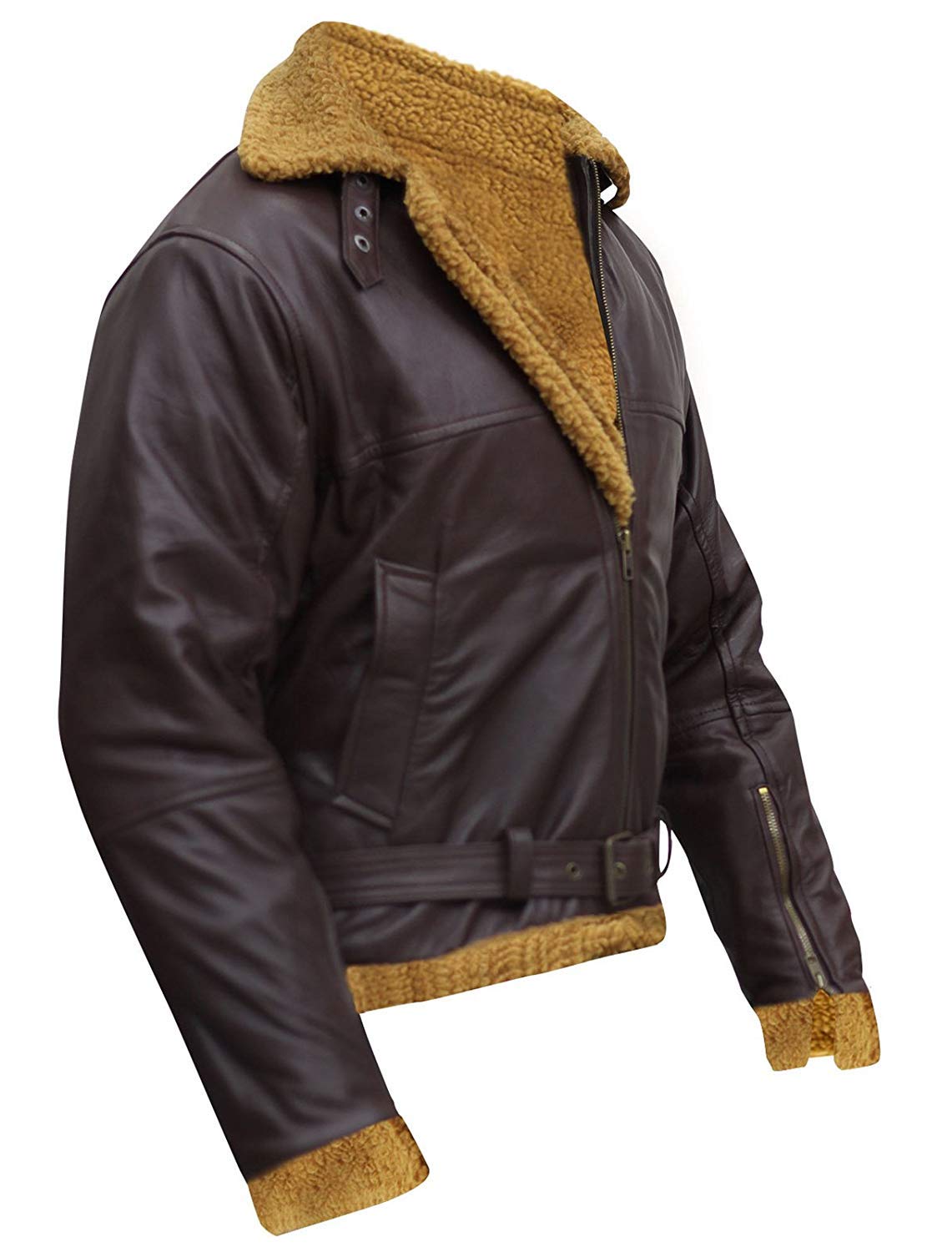 NM-Fashions Men's Aviator RAF B3 Ginger Shearling Flight Pilot Sheepskin Leather Bomber Jacket