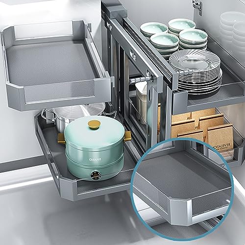 AHDFY Kitchen Aid Dish Rack, Dish Drying Rack, Swivel Full Pull Out Dish Rack, Turntable Lazy Susan Organizers for Handed Open Blind Corner Cabinet Organizer,900CABINTE