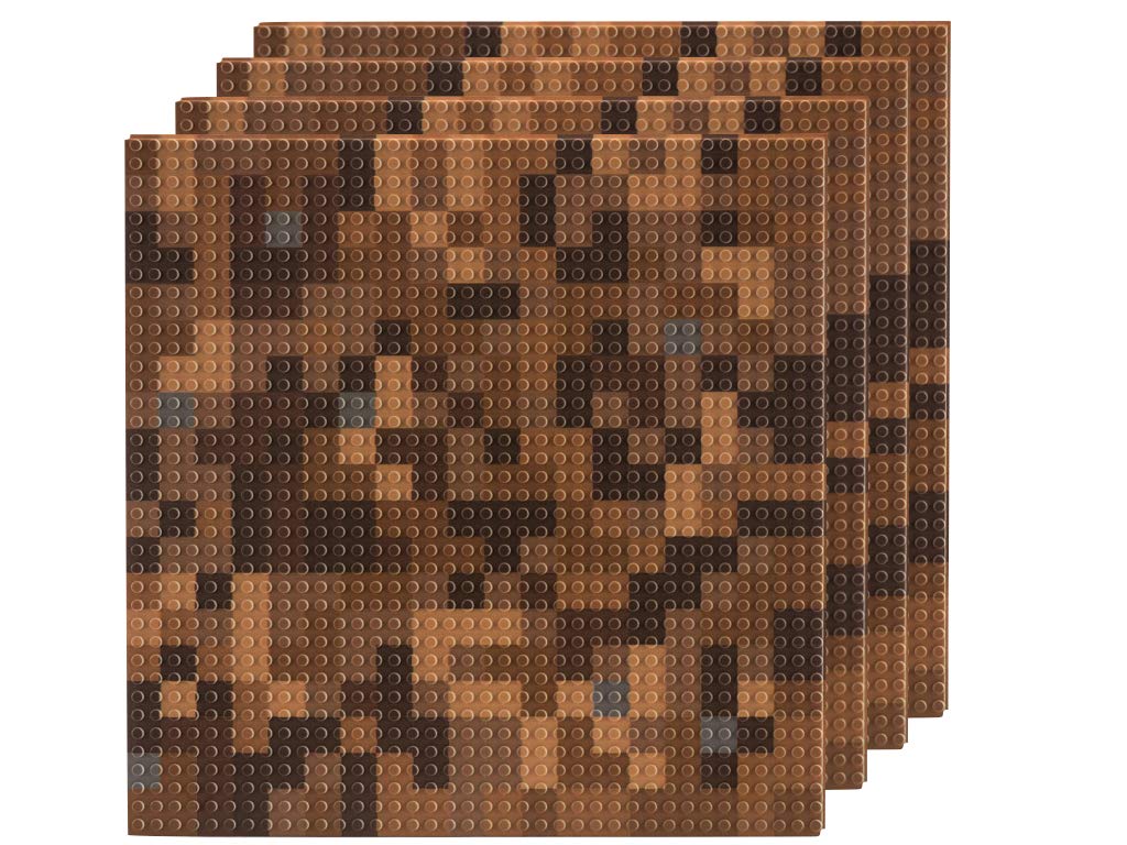 SlabDreamLab 12"X12" Baseplate for All Major Building Bricks and Blocks (Brown Mosaic, 4-Pack)