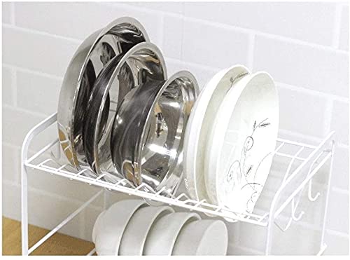 Plate Rack Draining Dish Rack Dish Drying Rack,2-Tier Dish Rack and Drain Board,Dish Drying Rack Storage Tray Cutlery Dish Drainer Room Pan Plate Holder