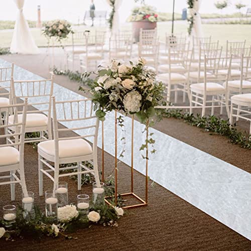 ROMANKAS Aisle Runner for Wedding Ceremony 2x15 FT White Velvet Runner Wedding Aisle Decorations with Carpet Tape Outdoor Beach Wedding Carpet Decorative Wedding Aisle Runner Rug for Birthday Banquet