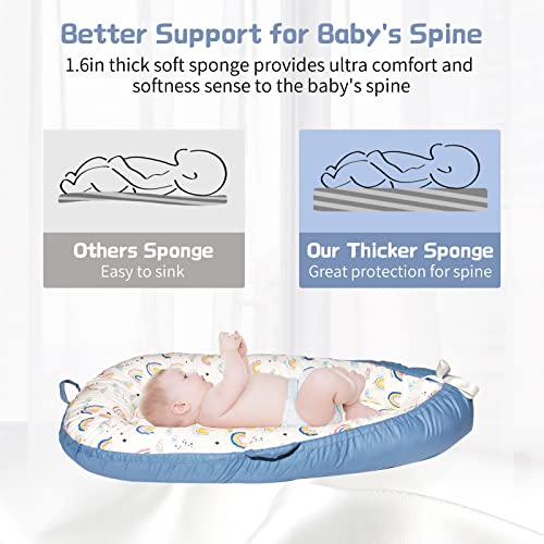 Baby Lounger Nest 100% Cotton Breathable Sleeping Bed Cover for Newborn Co Sleeping Nest Bed Cover Portable Infant Floor Seat Machine Washable, Strong Zipper, Adjustable Size