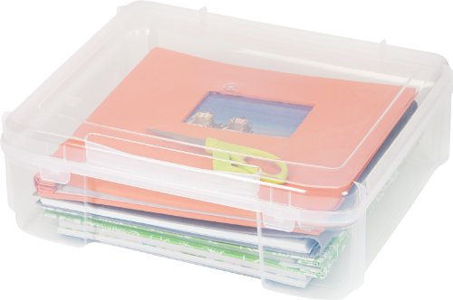 IRIS USA SBC-450 Portable Project Case for 12" x 12" Scrapbooking Paper, 17β X 15β, Clear