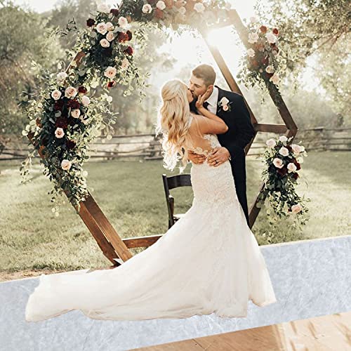 ROMANKAS Aisle Runner for Wedding Ceremony 2x15 FT White Velvet Runner Wedding Aisle Decorations with Carpet Tape Outdoor Beach Wedding Carpet Decorative Wedding Aisle Runner Rug for Birthday Banquet