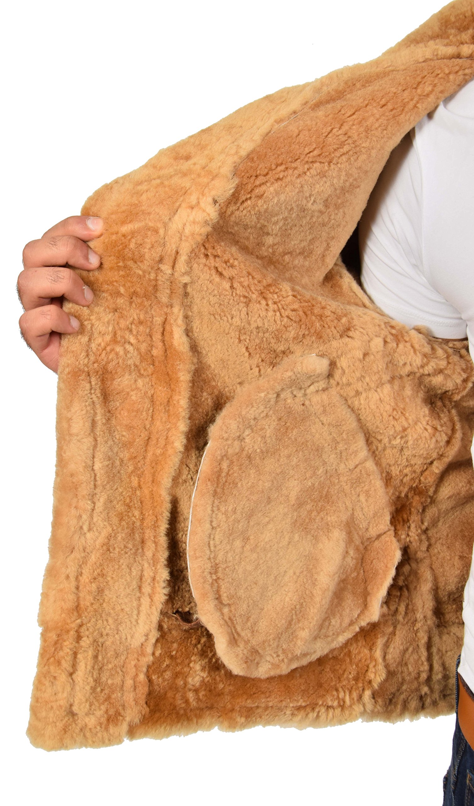 A1 FASHION GOODS Real Sheepskin Flying Jacket Vintage Tan Shearling Bomber Authentic Aviator Coat Tornado (Large)