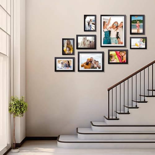 TWING Picture Frames 5x7 Set of 6, Photo Collage Frame for Wall Decor Mounting or Table Display Black Composite Wood