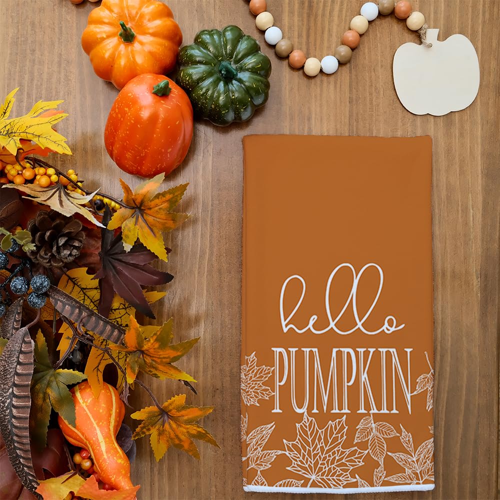 ARKENY Fall Kitchen Towels Set of 2,Black Buffalo Check Pumpkin Autumn Dish Towels 18x26 Inch Drying Dishcloth,Farmhouse Home Decoration AD127