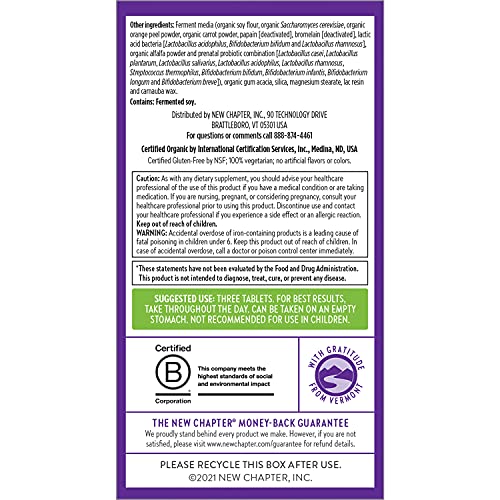 New Chapter Advanced Perfect Prenatal Vitamins - 192ct, Organic, Non-GMO Ingredients for Healthy Baby & Mom - Folate (Methylfolate), Iron, Vitamin D3, Fermented with Whole Foods and Probiotics