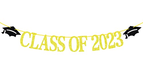 Class of 2023 Banner, Congratulations Banner for 2023 Graduation Decorations(Black and Gold)