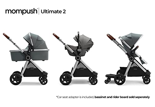 Mompush Ultimate2 Baby Stroller, Premium Convertible Full-Size Bassinet Stroller for Toddler, Newborn Stroller with Reversible Seat, One Hand Recline Pushchair Pram, Car Seat Adapter Included