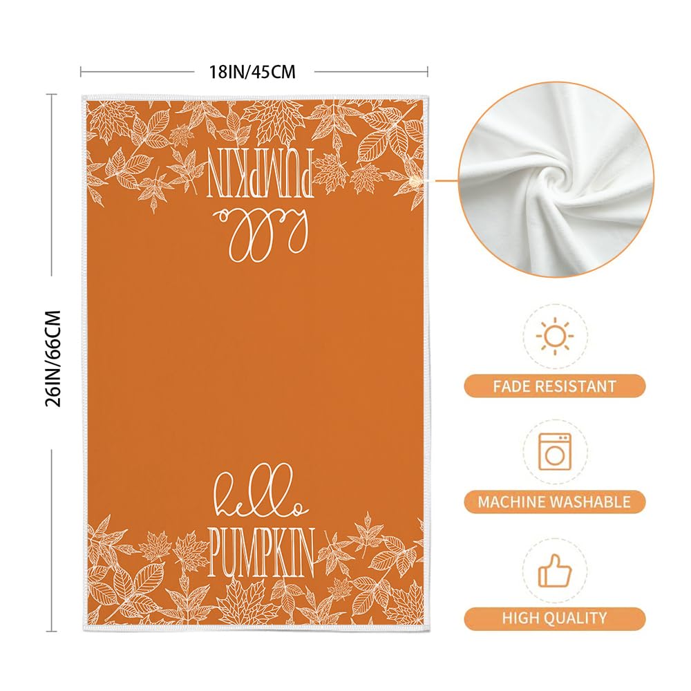 ARKENY Fall Kitchen Towels Set of 2,Black Buffalo Check Pumpkin Autumn Dish Towels 18x26 Inch Drying Dishcloth,Farmhouse Home Decoration AD127