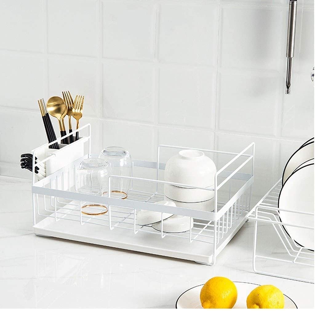 Plate Rack Draining Dish Rack 2-layer Drain Dish Rack Kitchen Dish Rack Drain Rack Household Dish Rack Sink Shelf Pan Plate Holder (Color : White-b)