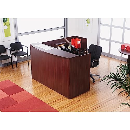 Alera ALEVA327236MY Valencia Series 71 in. x 35.5 in. x 29.5 in. - 42.5 in. Reception Desk with Counter - Mahogany