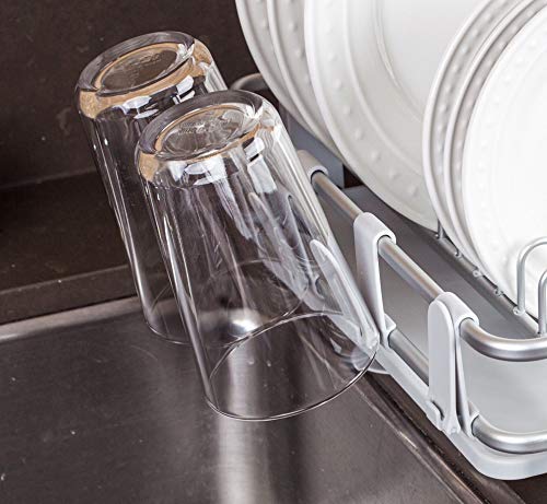 Real Home Innovations Designer Series Milan Single Tier Dish Rack, Extra Large, Satin Aluminum Gray