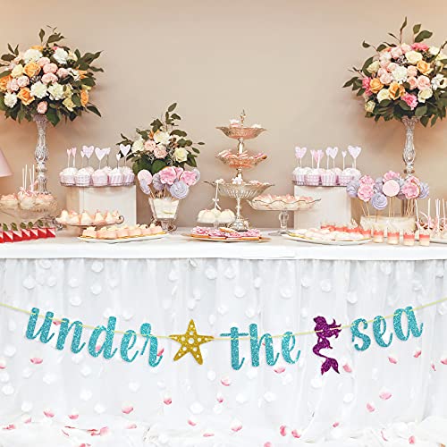 Under the Sea Banner - Mermaid Party Decorations, Kids Mermaid Themed Birthday Party Decorations, Mermaid Backdrops Photo Booth Props