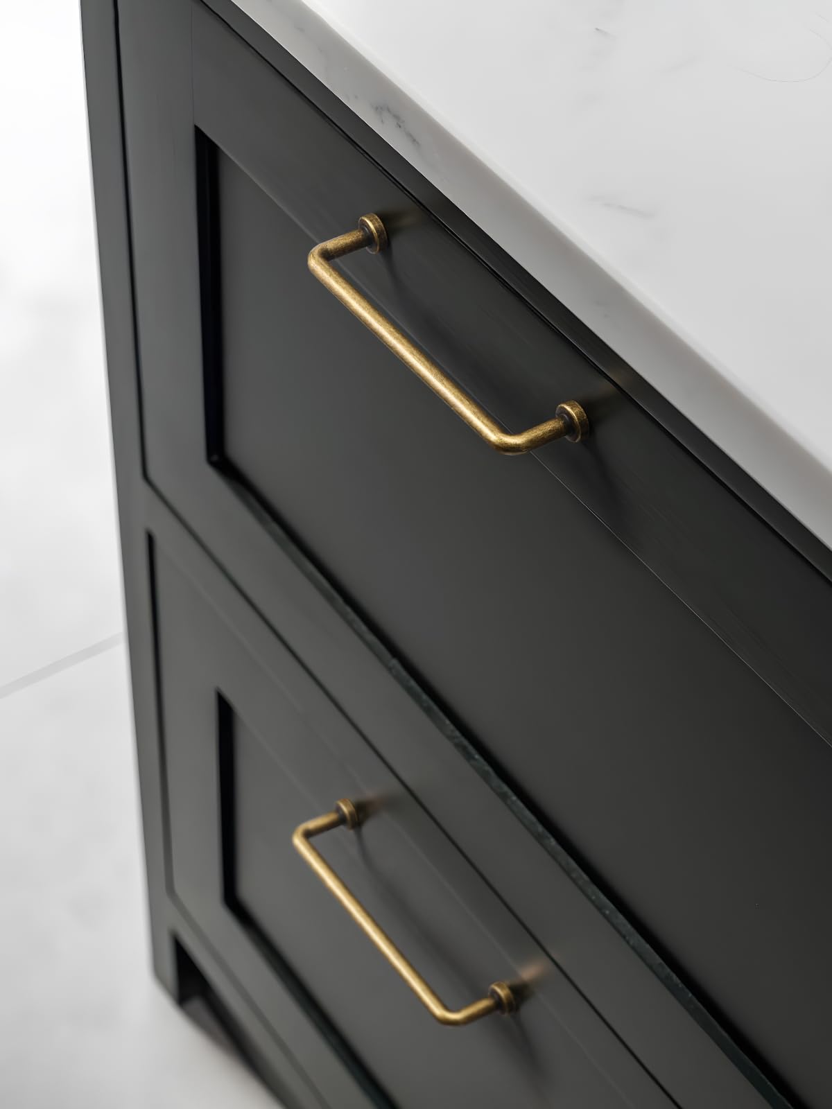JIASENBAO 2 Pack Antique Brass Cabinet Bar Pulls 3" Hole Center Classic Vintage Retro Drawer Handles Kitchen Cupboard Bathroom Dresser Cabinet Hardware