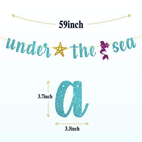 Under the Sea Banner - Mermaid Party Decorations, Kids Mermaid Themed Birthday Party Decorations, Mermaid Backdrops Photo Booth Props