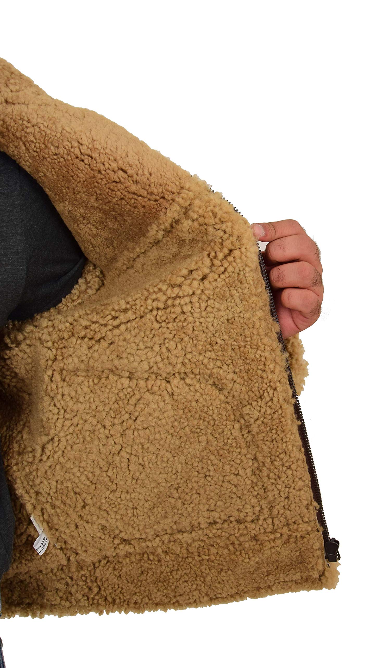 A1 FASHION GOODS Mens Brown Real Sheepskin B3 Flying Bomber Jacket Shearling Aviator Pilot Coat Larry (XXX-Large)