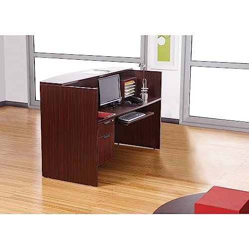 Alera ALEVA327236MY Valencia Series 71 in. x 35.5 in. x 29.5 in. - 42.5 in. Reception Desk with Counter - Mahogany