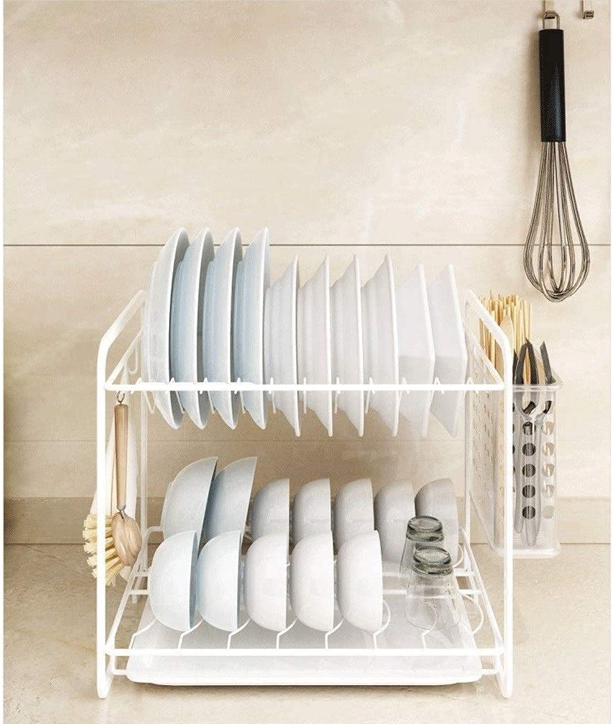Plate Rack Draining Dish Rack Dish Drying Rack,2-Tier Dish Rack and Drain Board,Dish Drying Rack Storage Tray Cutlery Dish Drainer Room Pan Plate Holder