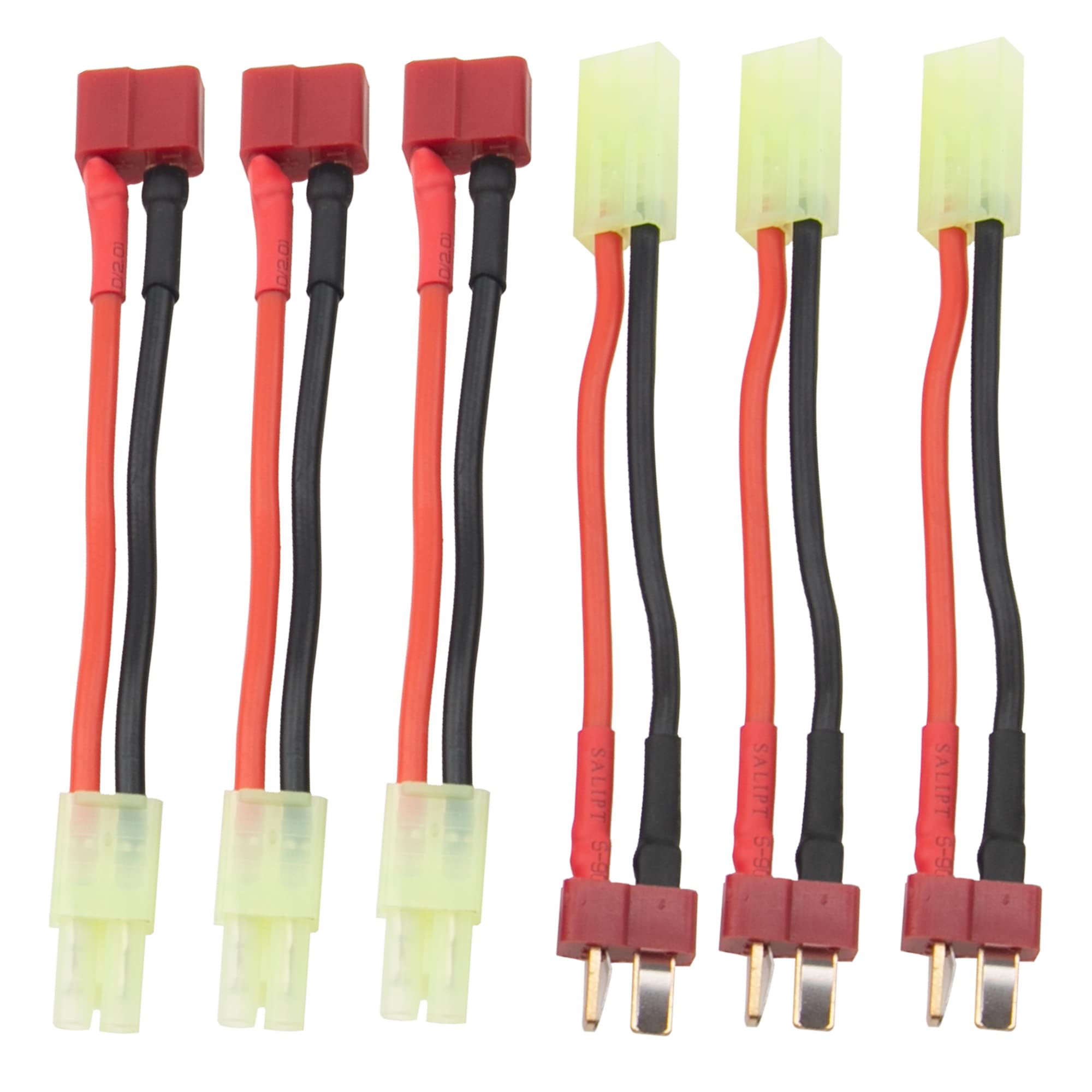 3Pairs ShareGoo Adapter Compatible with Mini Tamiya Style (Reversed) to T-Plug Deans Adapter with 8cm 16AWG Wire Cable for Airsoft Gun