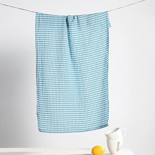 Folkulture 100% Cotton Kitchen Towels with Hanging loop, Dish Towels for Kitchen Décor, Kitchen Hand Towels or Absorbent Kitchen Towels, Farmhouse Kitchen Towels, 20 x 28 inches, Set of 4, (Aqua Blue)