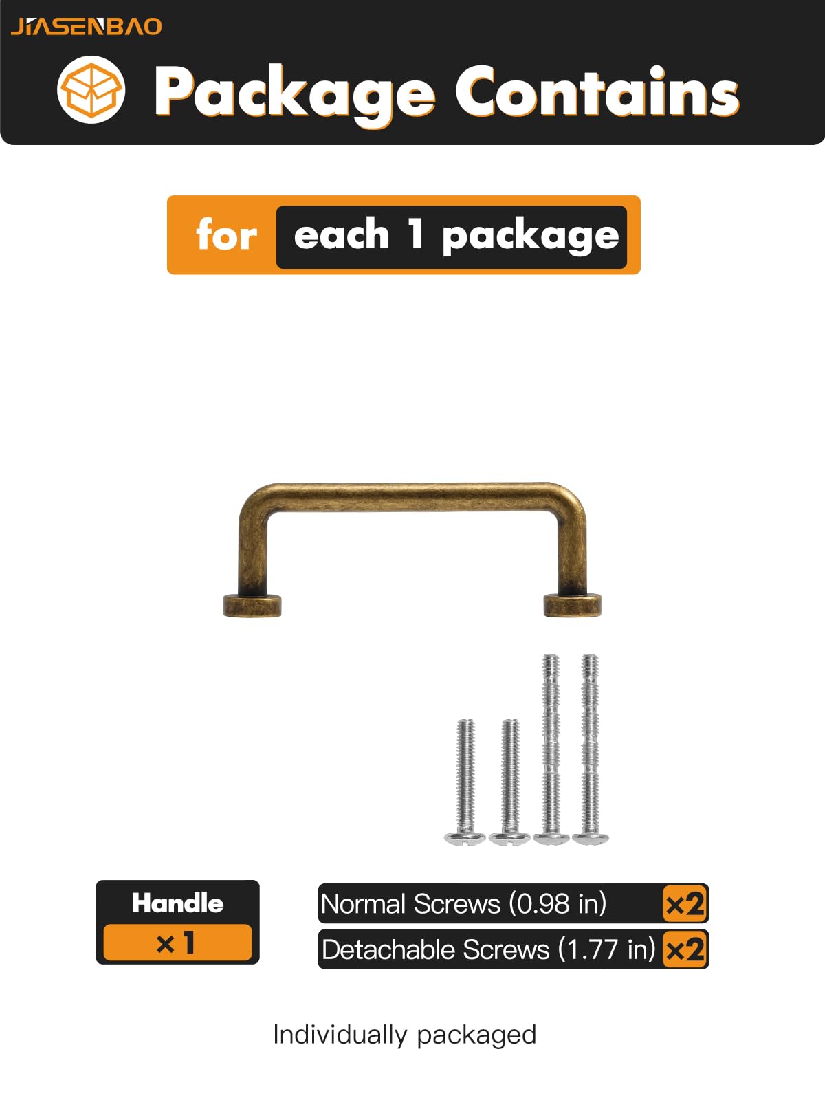 JIASENBAO 2 Pack Antique Brass Cabinet Bar Pulls 3" Hole Center Classic Vintage Retro Drawer Handles Kitchen Cupboard Bathroom Dresser Cabinet Hardware
