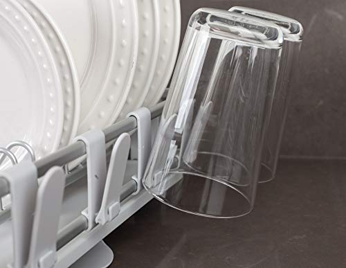 Real Home Innovations Designer Series Milan Single Tier Dish Rack, Extra Large, Satin Aluminum Gray