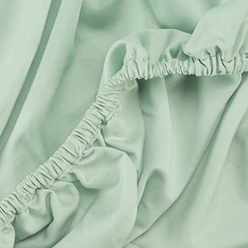 Waverly Cotton Cooling Solid Bedding Sheets & Pillowcases Set, Queen, Pale Green, 4 Piece