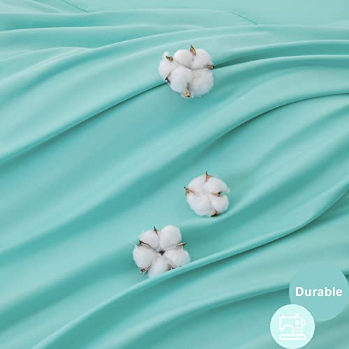LBRO2M 1000 Thread Count 100% Egyptian Cotton King Size Sheets Set,Breathable Wrinkle Bed Sheet 4 Piece Sets,16 Inches Deep Pocket,Soft Comforterble,Sateen Weave Long Stapl,Lake Green