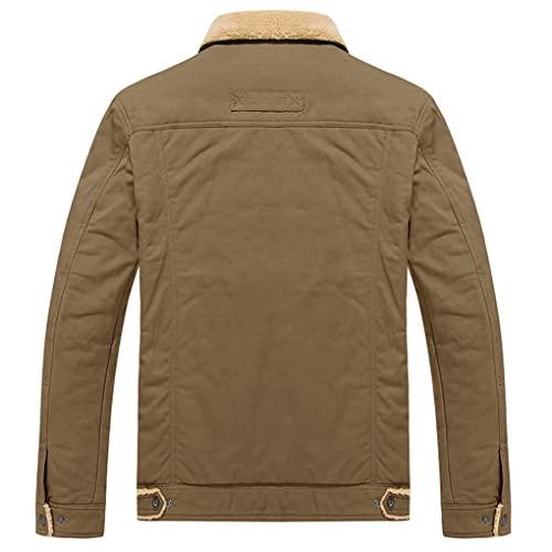 SaoBiiu Men Military Bomber Jacket Winter Fleece Coat Casual Cargo Outerwear Sherpa Trucker Jacket Navy L