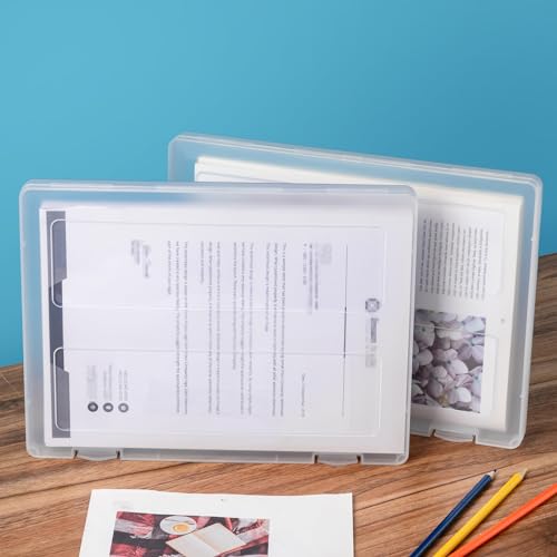 Udefineit 8PCS Clear A4 File Portable Project Case, 12.6x9.5in Plastic Scrapbook Paper Storage File Box, Plastic Document Case Office A4 Paper Storage Container Magazine Photo Protector File Holder