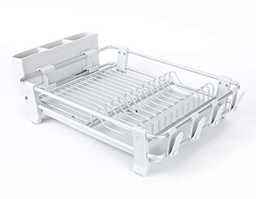 Real Home Innovations Designer Series Milan Single Tier Dish Rack, Extra Large, Satin Aluminum Gray