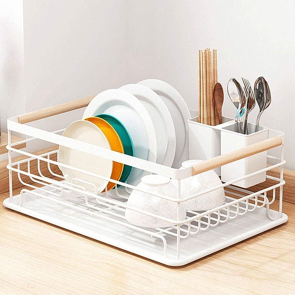 Plate Rack Draining Dish Rack 2-layer Drain Dish Rack Kitchen Dish Rack Drain Rack Household Dish Rack Sink Shelf Pan Plate Holder (Color : White-b)