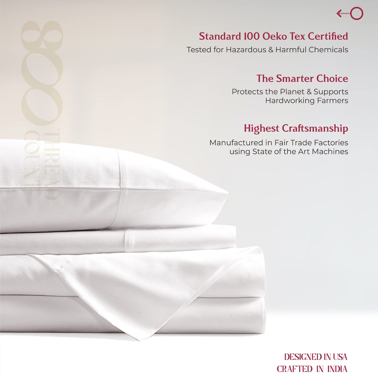 Mayfair Linen 100% Egyptian Cotton Sheets Queen Size - 800 High Thread Count Sheets Queen, 4 PC White Luxury Hotel Bedsheet for Queen Size Bed, 16" Deep Pocket Sateen Soft Cooling Bedding Sets