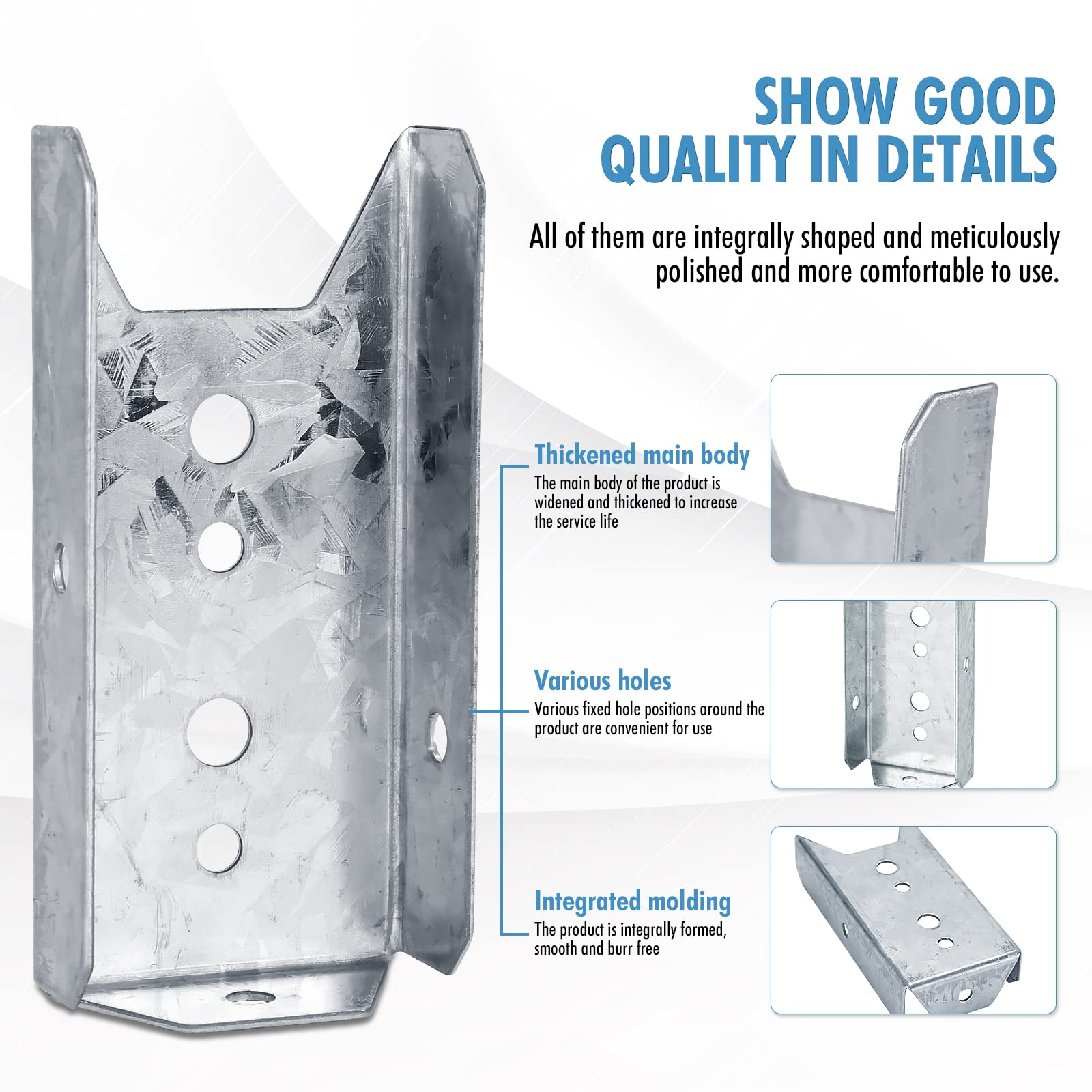 LukLoy 10 Pack 2x4 Brackets for Wood Rail, Fence Brackets Repair Kit Galvanized, Deck Railing Bracket Connectors for 2"×4"(Actually 1.5"x3.5") Wood Post, Includes 70PCS 304 Stainless Steel Screws