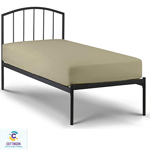 Cot Sheet 30" x 75",Cot Sheets Set- 400 TC Egyptain Cotton Sheet Set (4 PCs) Cot Size Mattress Sheets Fitted for Narrow Twin/Camp Bunk/Rv Bunk/Guest Bed/to fit Upto 4-7" deep Mattress - Beige Solid
