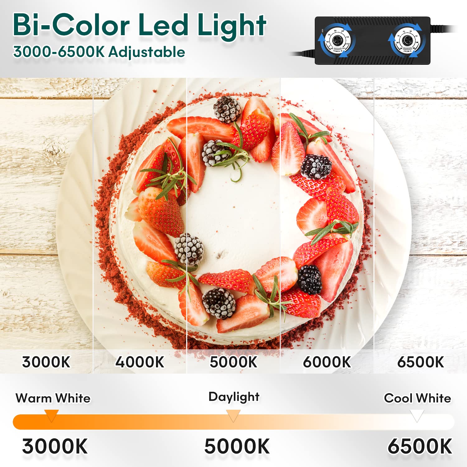 Daguerre 24"x24" Foldable Photo Studio Light Box, Bi-Color Dimmable Shooting Tent with 240 LED Lights, 3000-5500K - Includes 6 Color Backdrops for Professional Photography