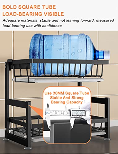 QYQS Kitchen Aid Dish Rack 2 Tier Dish Rack Non-Slip Suction Cup Easy to Disassemble and Install Stainless Steel Dish Drying Rack(Size:38.8x28x38cm,Color:Black)