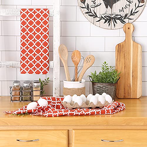 DII Lattice Basics Collection Kitchen Essentials, Dishtowel Set, Vintage Red, 2, Piece