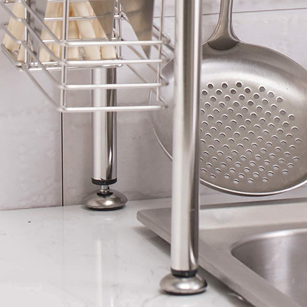 ESRADA Dish Rack Over The Sink Dish Drying Rack Stainless Steel Dish Drainer in Sink Large Dish Rack Kitchen Aid Space Saver Organizer Shelf Basket Hooks