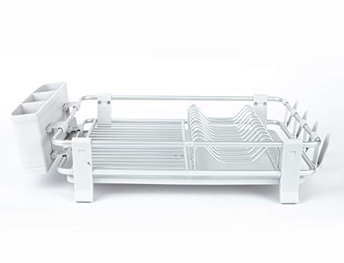 Real Home Innovations Designer Series Milan Single Tier Dish Rack, Extra Large, Satin Aluminum Gray
