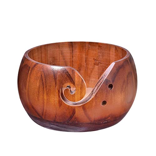 ZSQZJJ Bamboo Yarn Bowl with lid Handmade Textile Wool Prevent Sliding Wool Weaving Storage Log Bowl