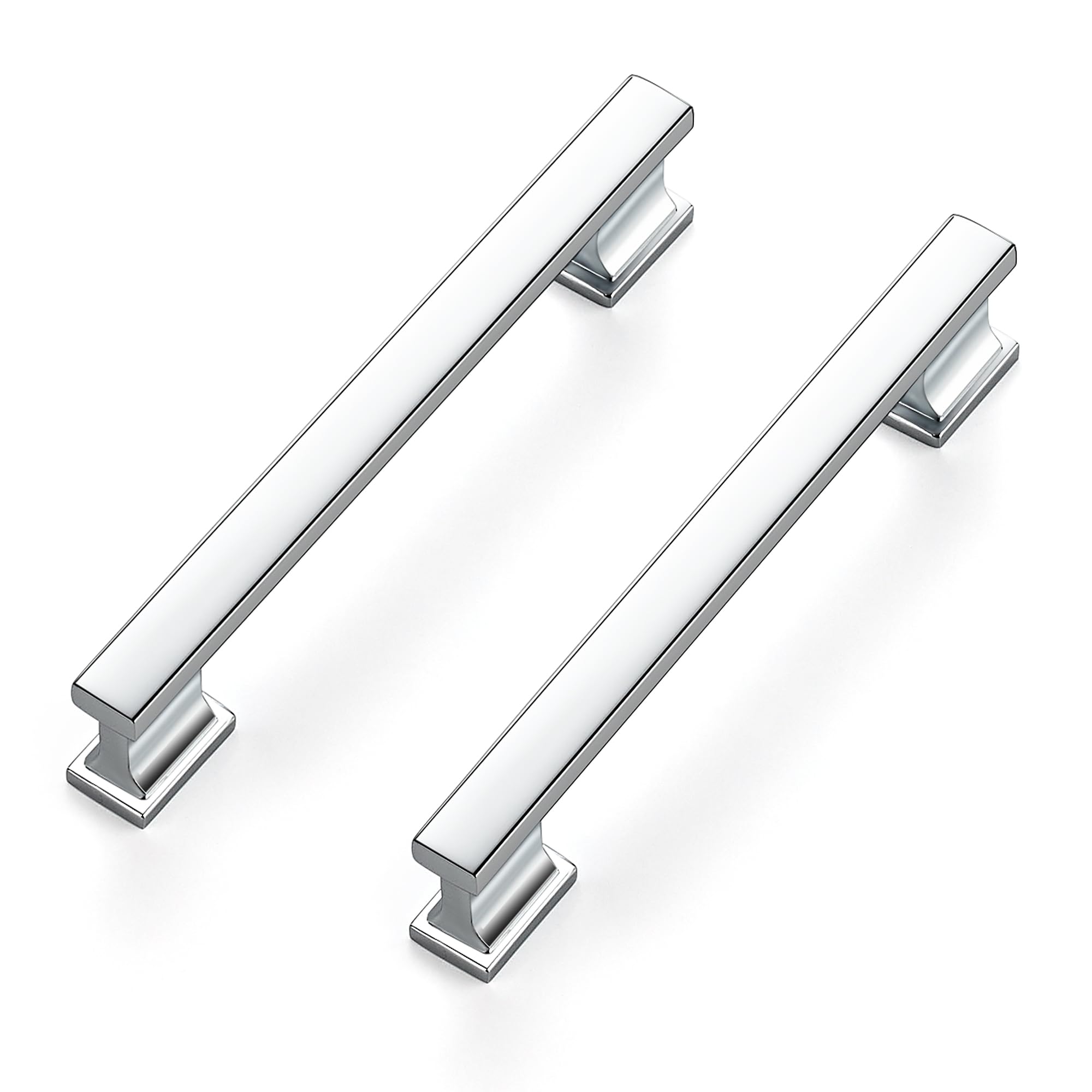 JOY DECOR 10 Pack Polished Chrome Cabinet Pulls Kitchen Handles for Cabinets 6 Inch Length with 5 Inch Hole Center Kitchen Cabinet Door Handles for Kitchen Cabinets and Dresser Drawers