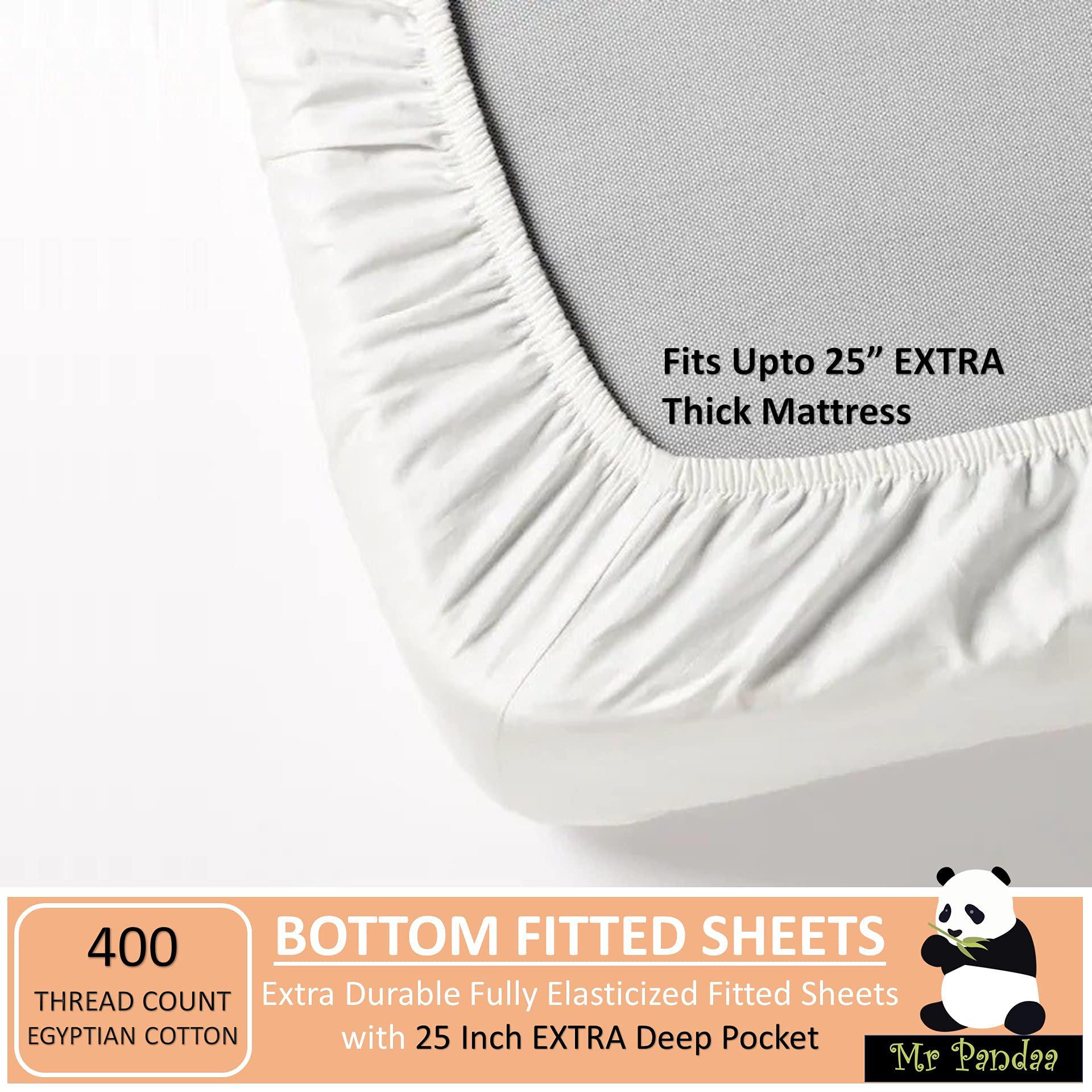 Split King Sheets Sets for Adjustable Bed, Soft 100% Egyptian Cotton 400-Thread-Count, Sateen Weave, 5PC Set with 2 Fitted Sheets, Split-King Sheet Set 25-Inch Deep Pockets, 400-TC - Light Blue Solid