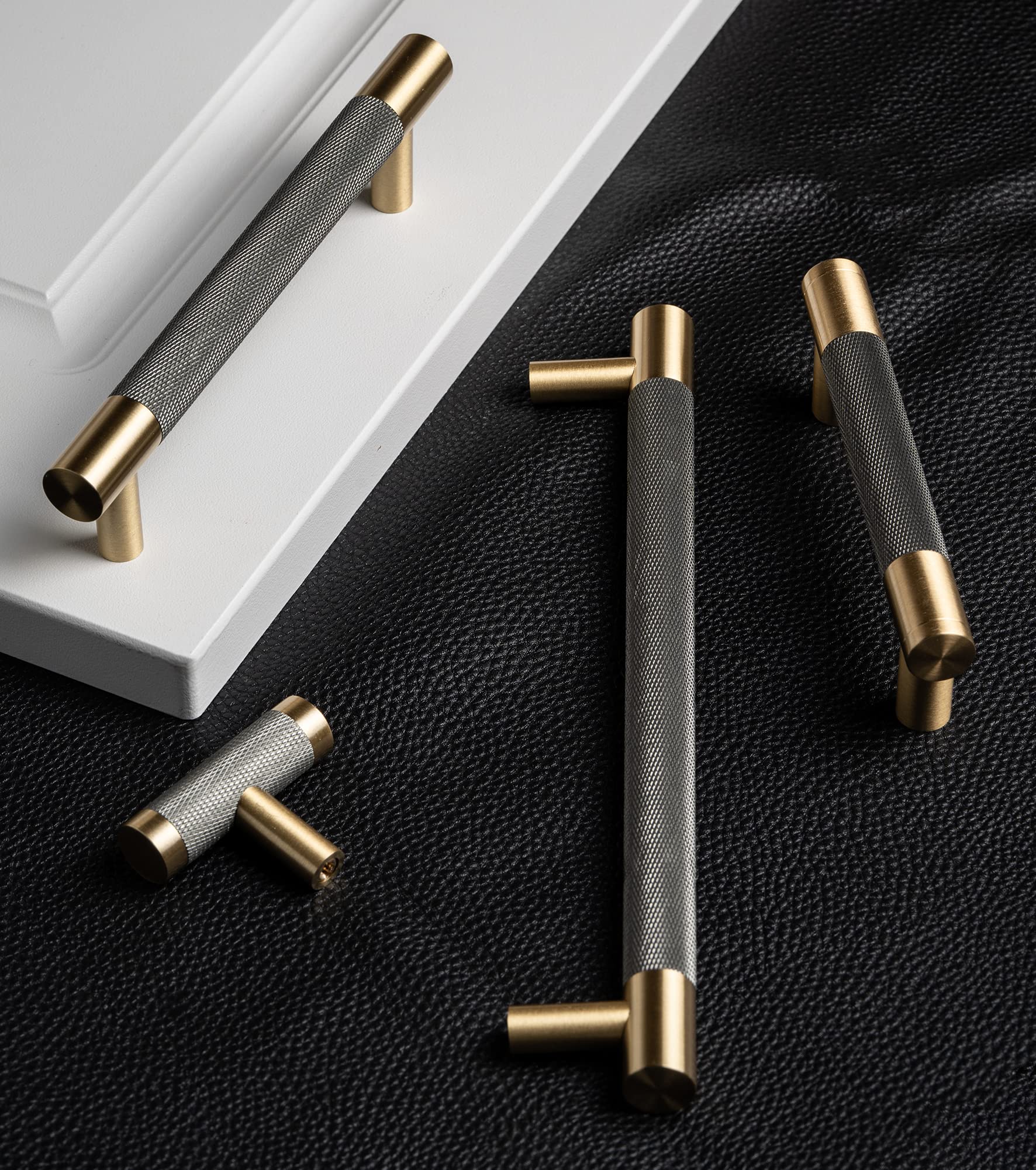 Linkaa Cabinet Handles Knurled Kitchen Cabinet Drawer Pulls,Kitchen Cabinet Handles Gold Drawer Pulls Acrylic Drawers Gold Cabinet Pulls Antique Brass Cabinet Pulls, 10 Pack (96mm(3.7''))