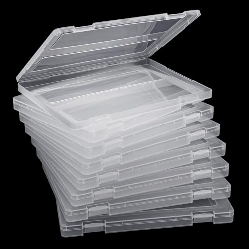 Udefineit 8PCS Clear A4 File Portable Project Case, 12.6x9.5in Plastic Scrapbook Paper Storage File Box, Plastic Document Case Office A4 Paper Storage Container Magazine Photo Protector File Holder